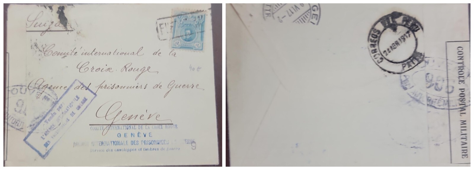 O) 1917 PERU, LA MAR 12c blue, SCT 182, INTERNATIONAL CONTROL COMMITTEE ...