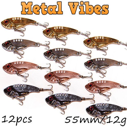12x Metal Vibe Blade Fishing Lures Vibes 55mm 11g Bream Bass Flathead ...