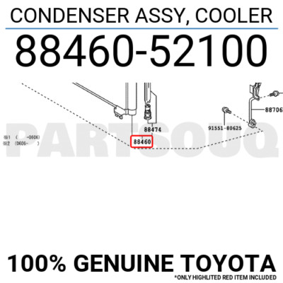 8846052100 Genuine Toyota CONDENSER ASSY, COOLER 88460-52100 | eBay