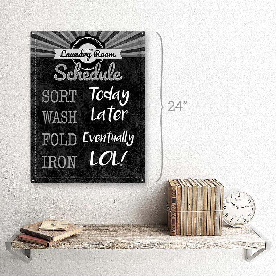 Laundry Room Schedule Metal Sign; Wall Decor for Bath or Laundry | eBay