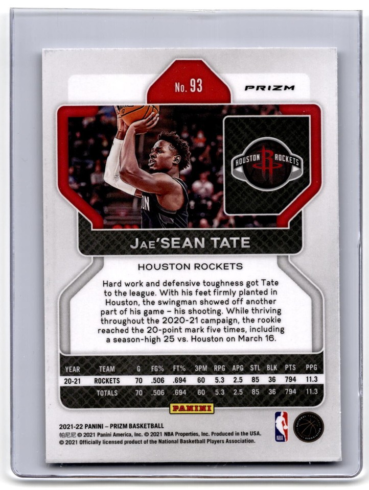 2021-22 PANINI PRIZM PRIZMS ICE #93 JAESEAN TATE ROCKETS | eBay