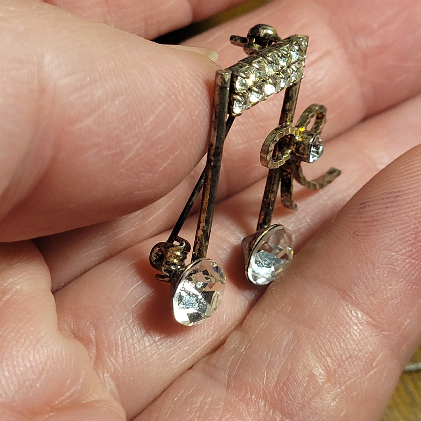 Vintage Music/Musical Note (Crystal/Rhinestone) Silve… - Gem