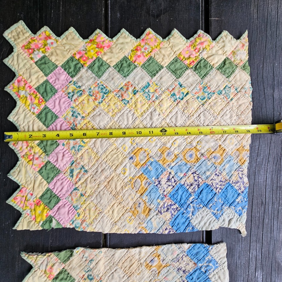 VTG Quilt Piece Cutter Lot A Pastel Colors Sawtooth Border Hand Made ...