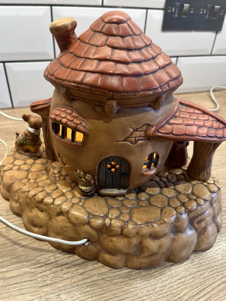 Vintage Scioto Table Lamp Light Up Fairy Mouse House Lamp Pottery Hand ...