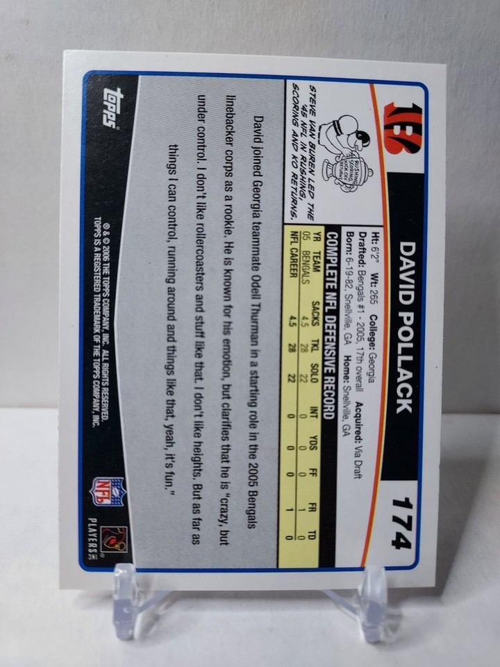 2006 Topps Football David Pollack #174 Cincinnati Bengals | eBay