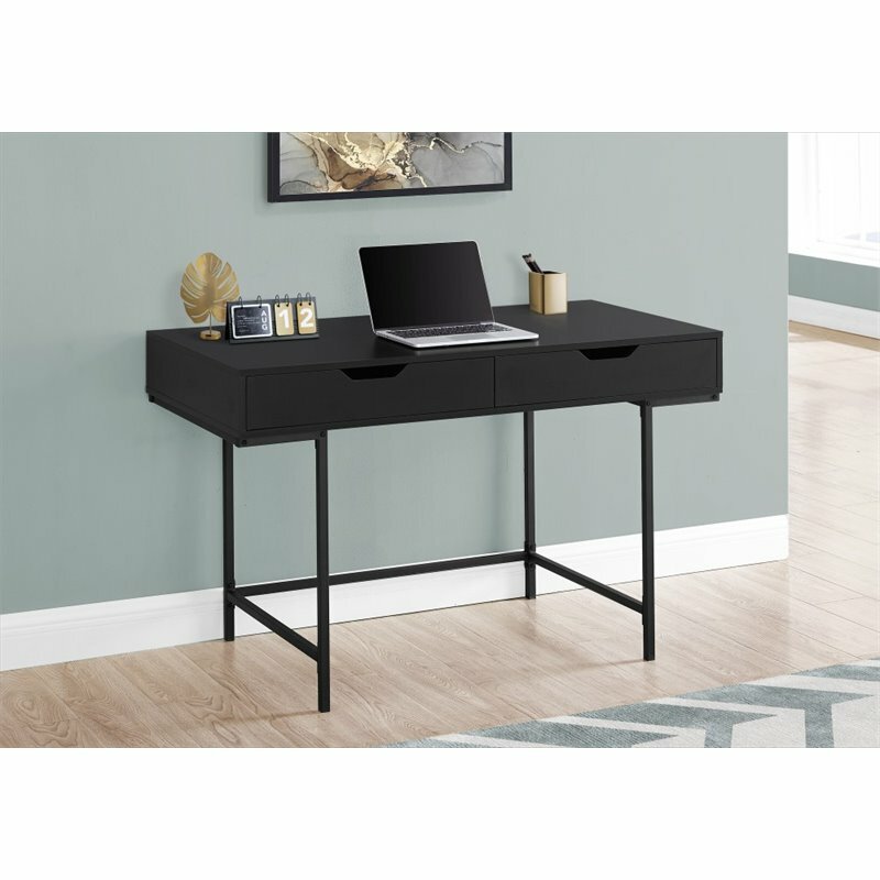 Computer Desk Home Office Laptop Storage Drawers 48"L Work Metal Black ...