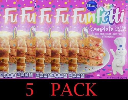 5x Pillsbury FUNFETTI Unicorn Complete Buttermilk Pancake & Waffle Mix ...