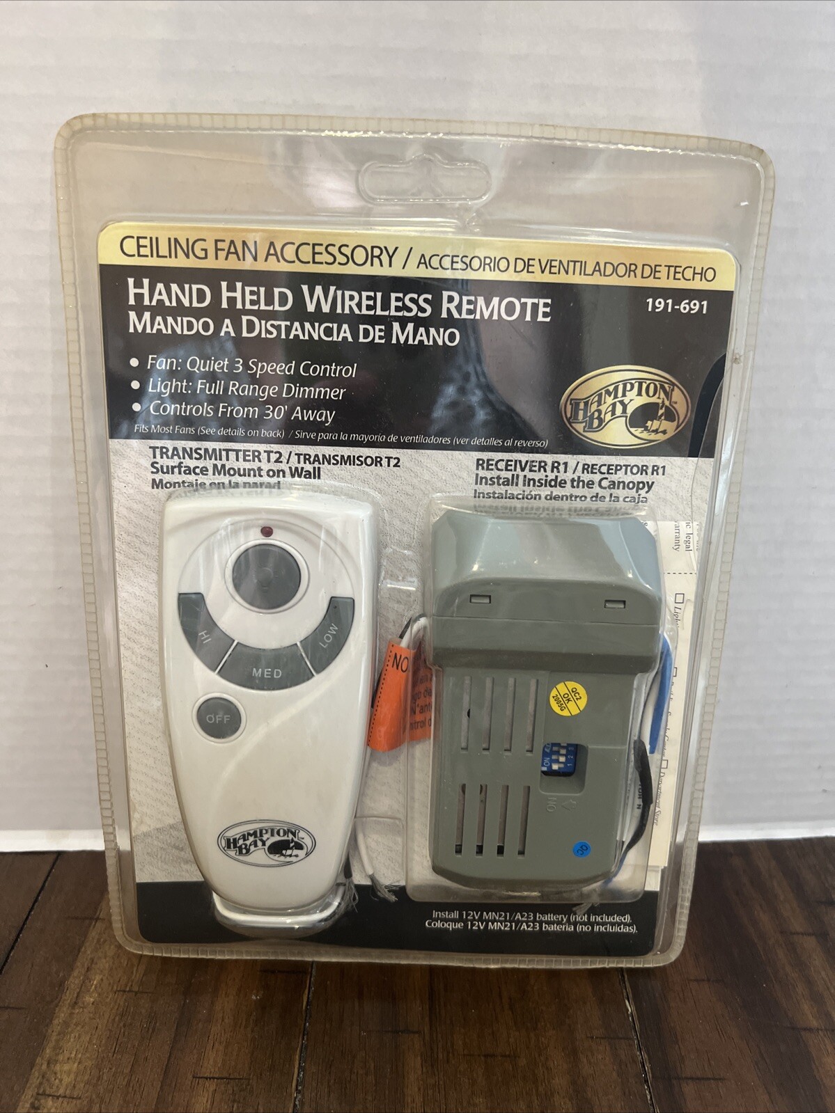 c Hampton Bay Ceiling Fan Wireless Remote Control 3 Speed 191-691 ...
