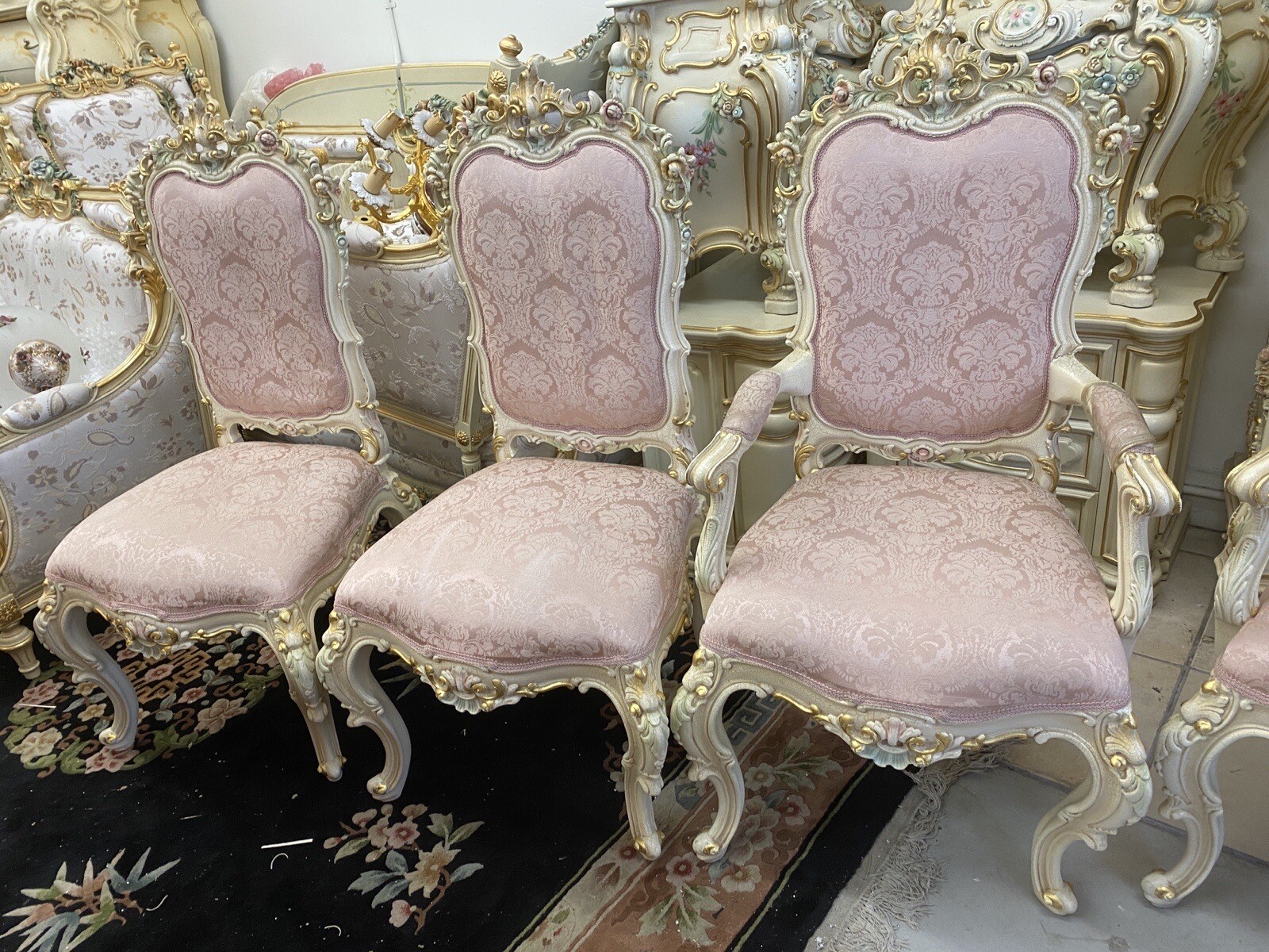 Italian Silik Dining Room Table & Chairs Rococo Baroque French Christmas | eBay