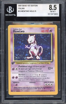 2000 Pokemon ITALIAN 1st Edition Base Set Mewtwo Holo 10/102 BGS 8.5 NM ...