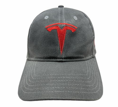 Tesla Hat Red Logo Gray Tesla Drivers Group TDG Adjustable Strap 100% ...