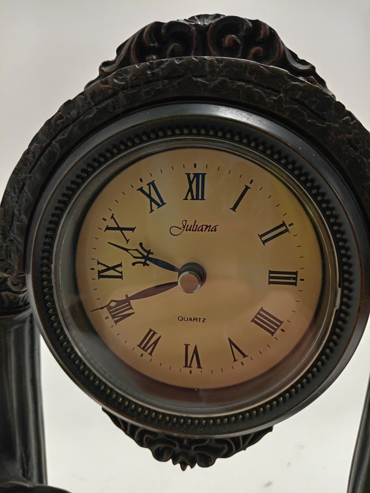 Juliana Quartz Vintage Style Mantel Clock With Figures Sculpture ...