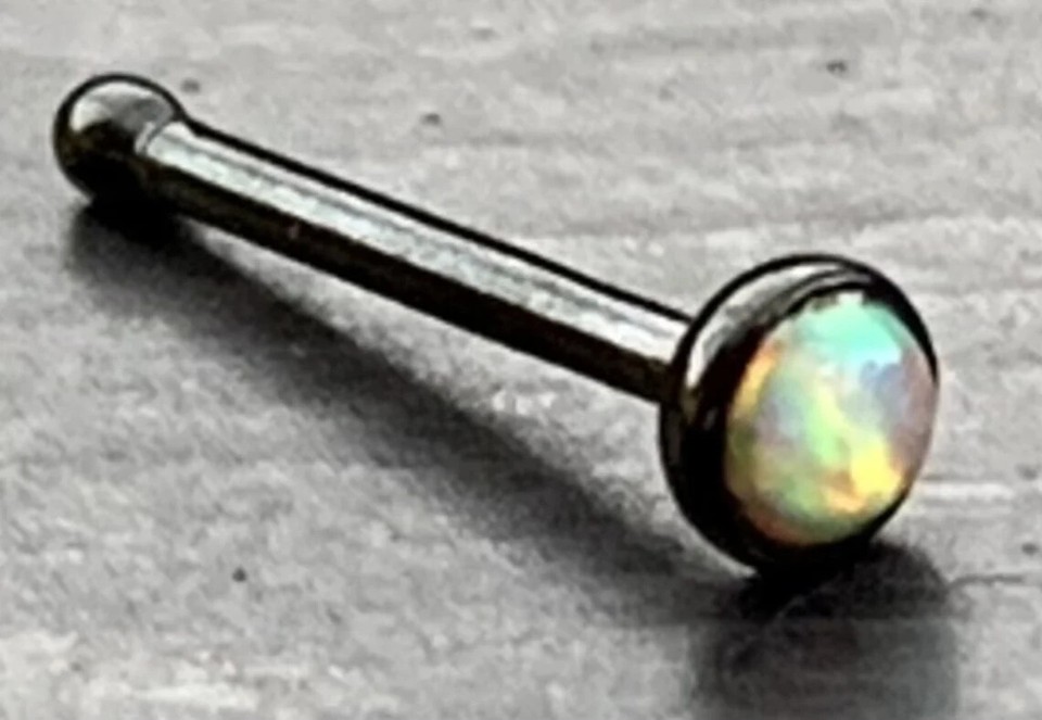 1pc Opal Set Nose Stud Bone Ring 316L Surgical Steel Body Jewelry | eBay