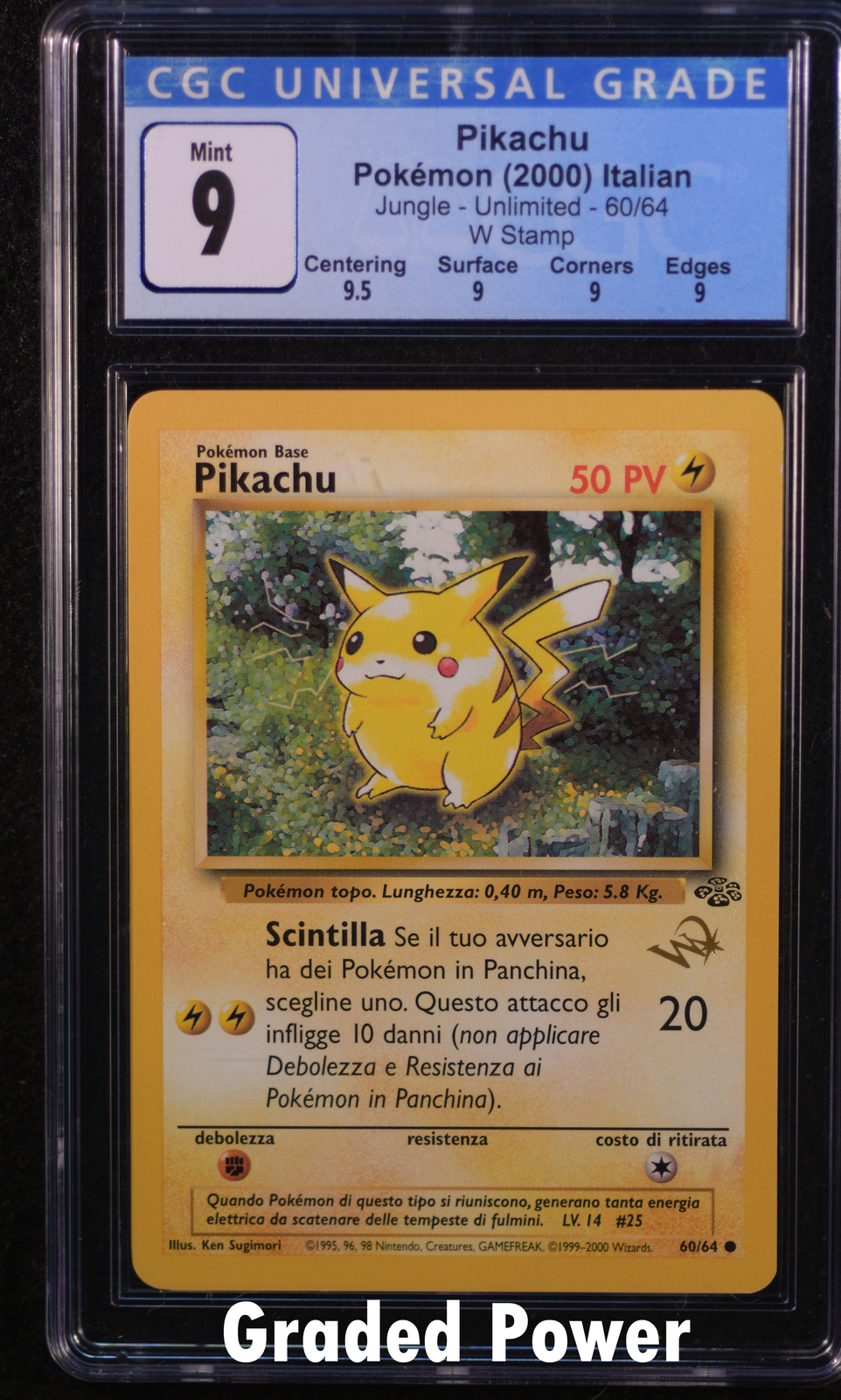 Jungle Unlimited Italian Pikachu CGC 9 W Stamp ITALIAN (9112) 60/64 ...