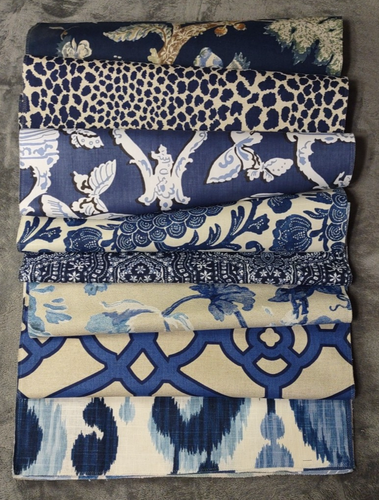 P KAUFMANN "BLUES" PRINT FABRIC SAMPLE BOOK (21) 16.5'' X 20'' DESIGNER ...