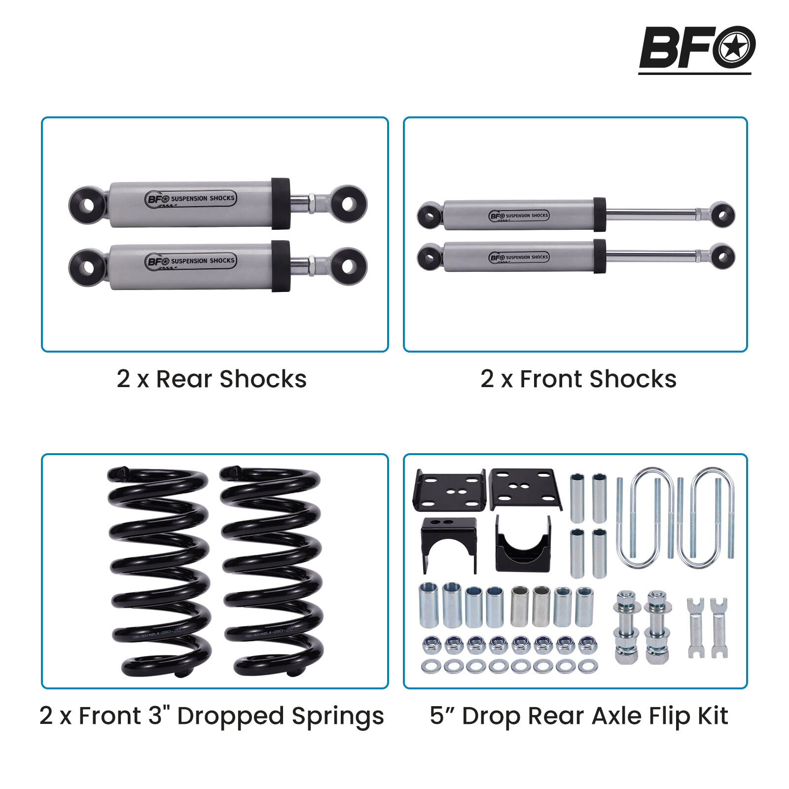 3" Front 5" Rear Drop Lowering Springs Shocks Flip Kit for CHEVY C10 ...