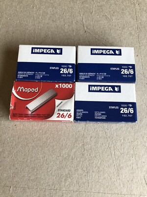 Lot de 4 boites Maped Impega 26/6, zinguées, 1000 x 3 + 750 agrafes | eBay