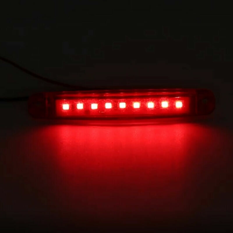 10X PCS Red LED Side Marker Lights Strip 9-SMD Bright Car Truck Trailer ...