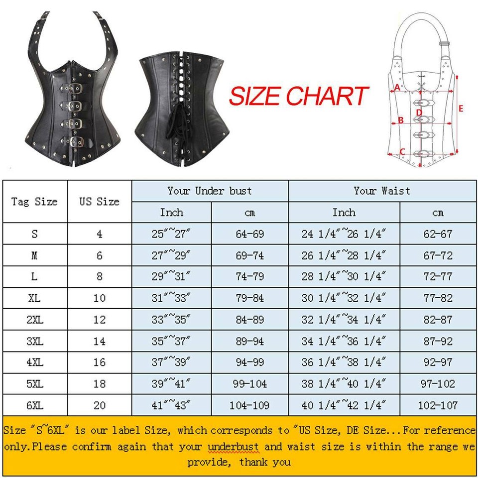 Women‘s Black Waist Training Corset Steampunk Gothic Basque Bustier ...