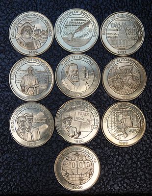 1999 THE SUNOCO MILLENNIUM COIN SERIES - Complete Set of 10 Coins ...