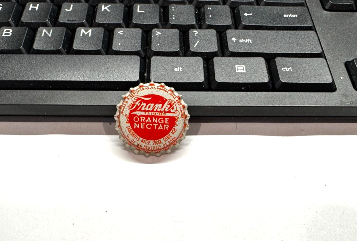 UNUSED FRANK'S ORANGE NECTAR SODA POP BEVERAGE CORK BOTTLE CAP / CROWN ...
