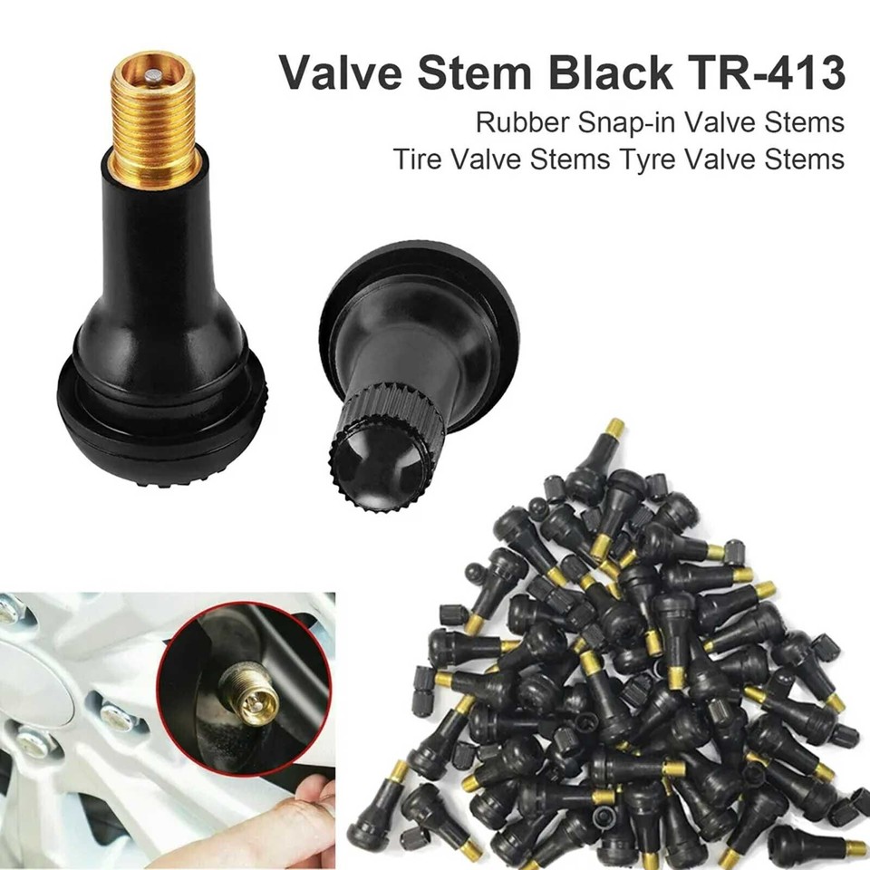 100pcs Valve Stems Car Tire Stem TR 413 TR413 Snap-In Tire Short Black ...