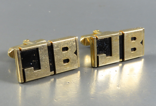Vintage SWANK GOLD TONE CUFFLINKS Cuff Links LETTERS INITIALS "JB ...