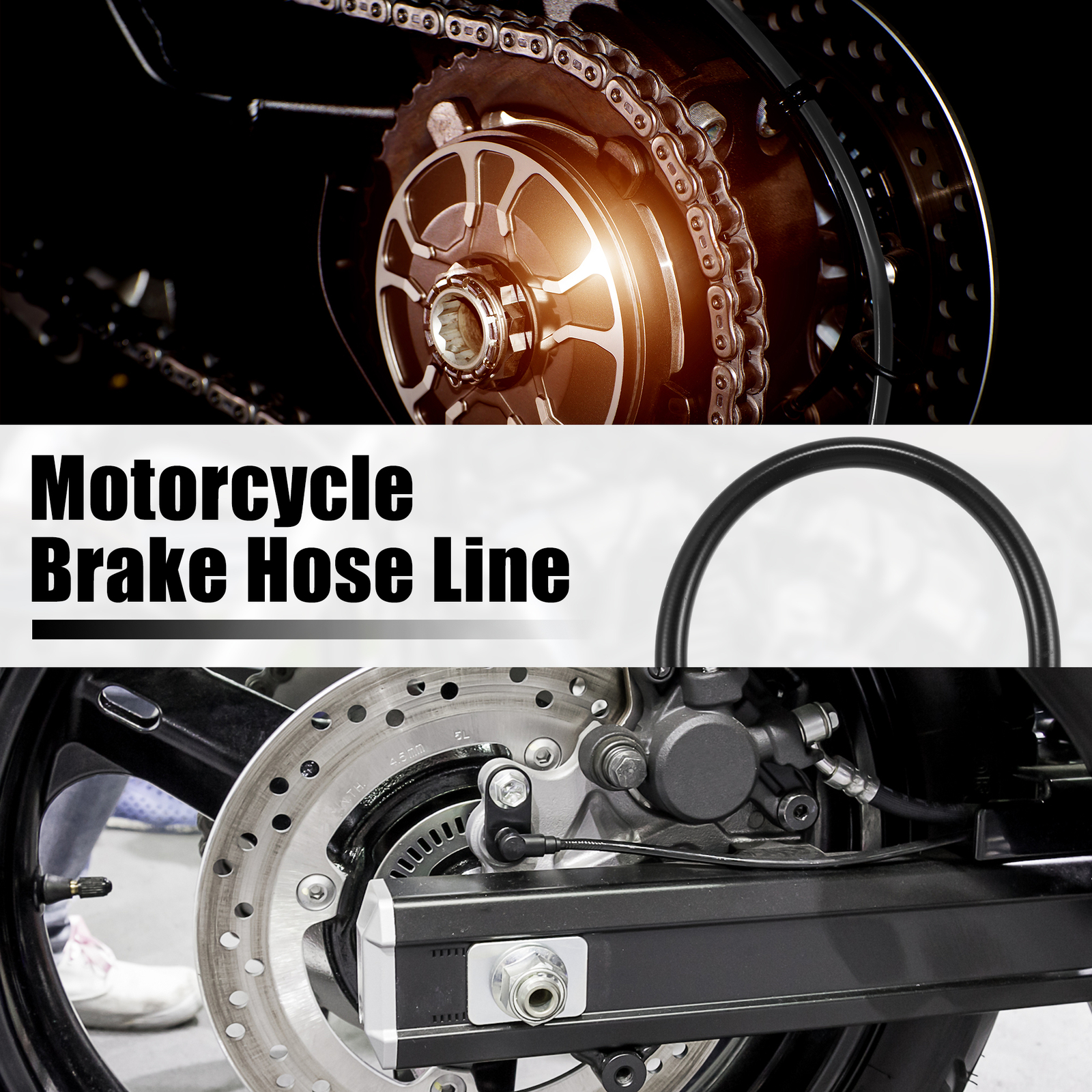 Motorcycle Brake Line Oil Hose Pipe with Spring Protection 50cm Black 1 ...