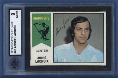 1974-75 OPC WHA #60 ANDRE LACROIX KSA 9 MINT San Diego Mariners *PACK ...