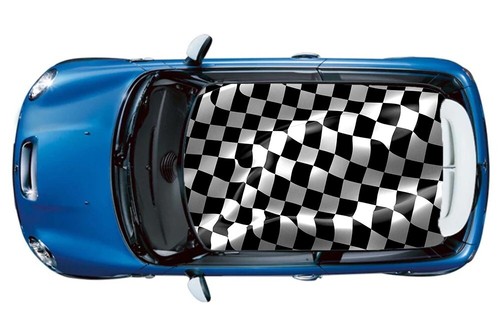 Wavy Checker Pattern Mini Cooper Roof Wrap Vinyl Graphic Decal Sticker ...