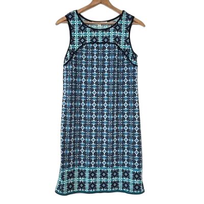 Max Studio Blue Geometric Print Tank Dress Medium Shift Summer Comfort ...