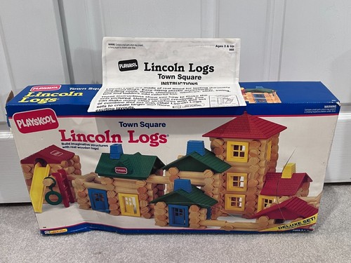 Vintage 1993 Playskool Lincoln Logs Set Town Square 274 Pieces #988 | eBay