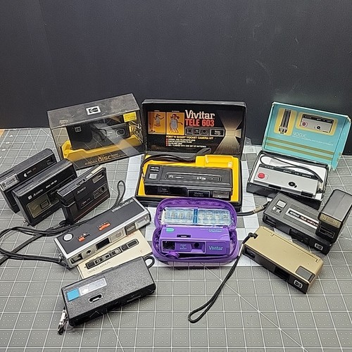 Vintage 110 And Disc Film Cameras Lot Minolta Kodak Ansco Vivitar 1980s ...