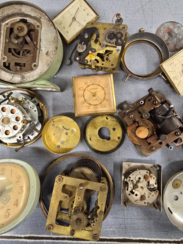Assorted Vintage Alarm Clock Parts Lot - Watchmaker Repair Replacement ...