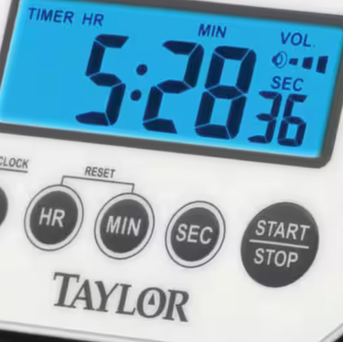Taylor Precision Digital Kitchen Timer Water Resistant Backlight 24Hr ...