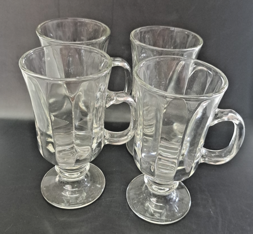 Libbey Irish Coffee Clear Glass Mugs Pedestal Footed Cups Set Of 4 | eBay