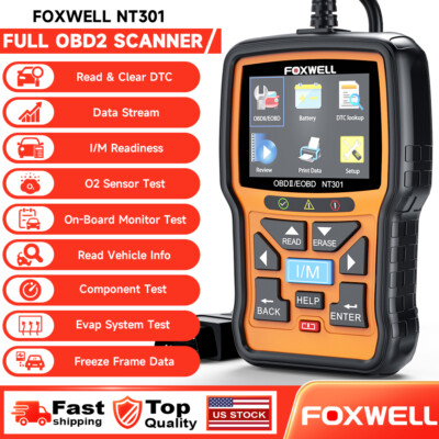 Foxwell NT301 OBD2 Scanner Code Reader OBD Engine Live Data Car ...