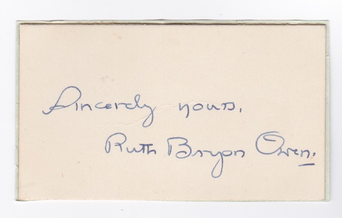 "FIRST WOMAN AMBASSADOR" RUTH BRYAN OWEN HAND SIGNED 2 X 3.5 CARD | eBay