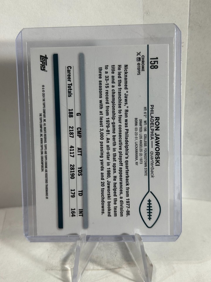 Ron Jaworski 2024 Topps Chrome X-Fractor Philadelphia Eagles | eBay UK