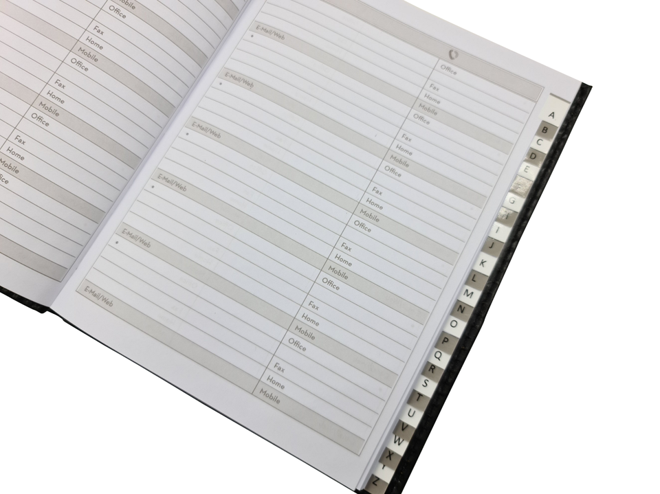 Index Address Book Leather Look Cover Executive Padded 4 Sizes Notebook ...