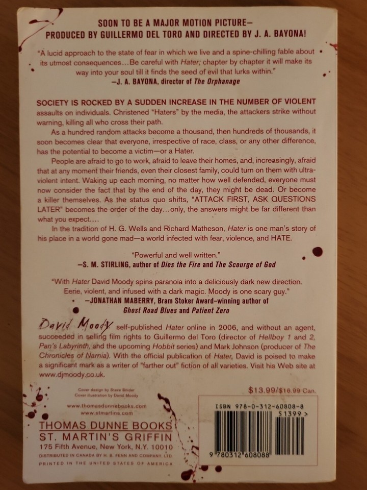 Hater Ser.: Hater : A Novel by David Moody (2010, Trade Paperback ...