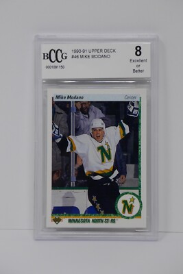 1990-91 Upper Deck #46 Mike Modano Rookie North Stars 🔥Beckett 8 ...