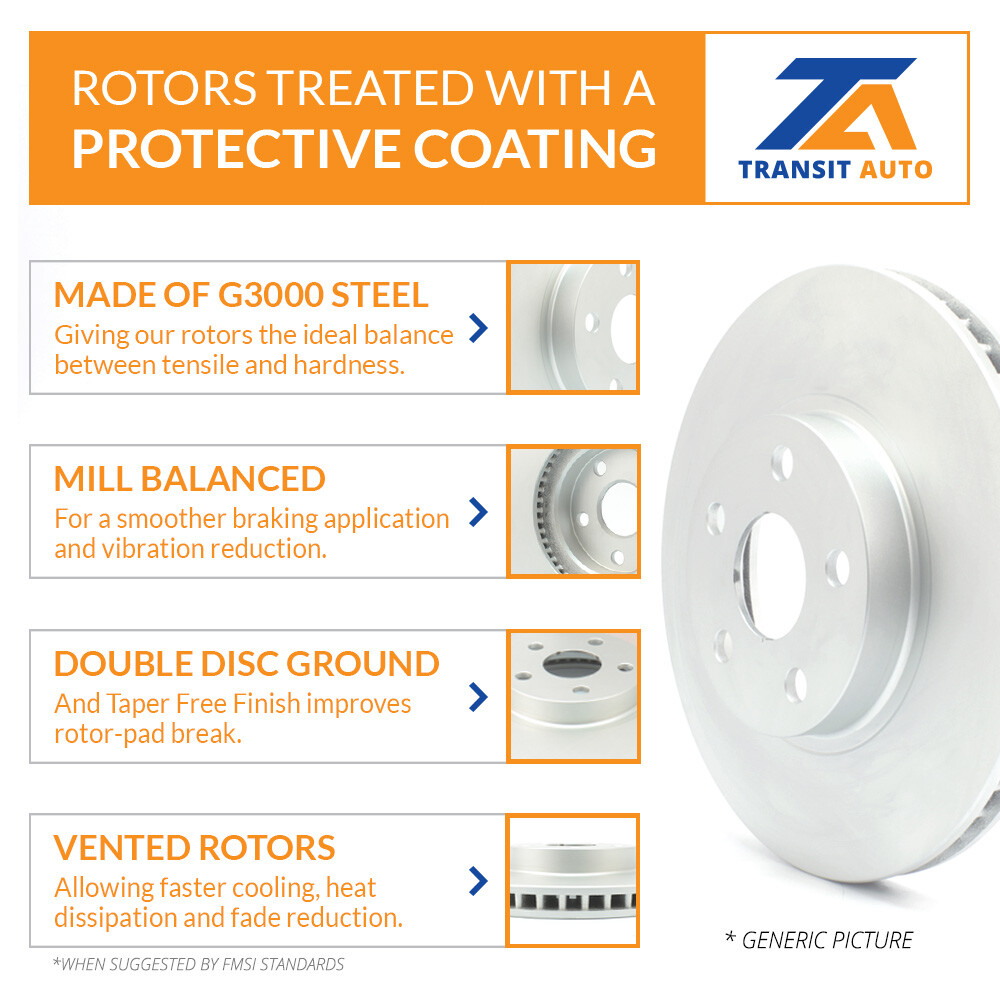 Front Rear Integrally Molded Pad Coat Brake Rotors Kit For Ford F-250 ...