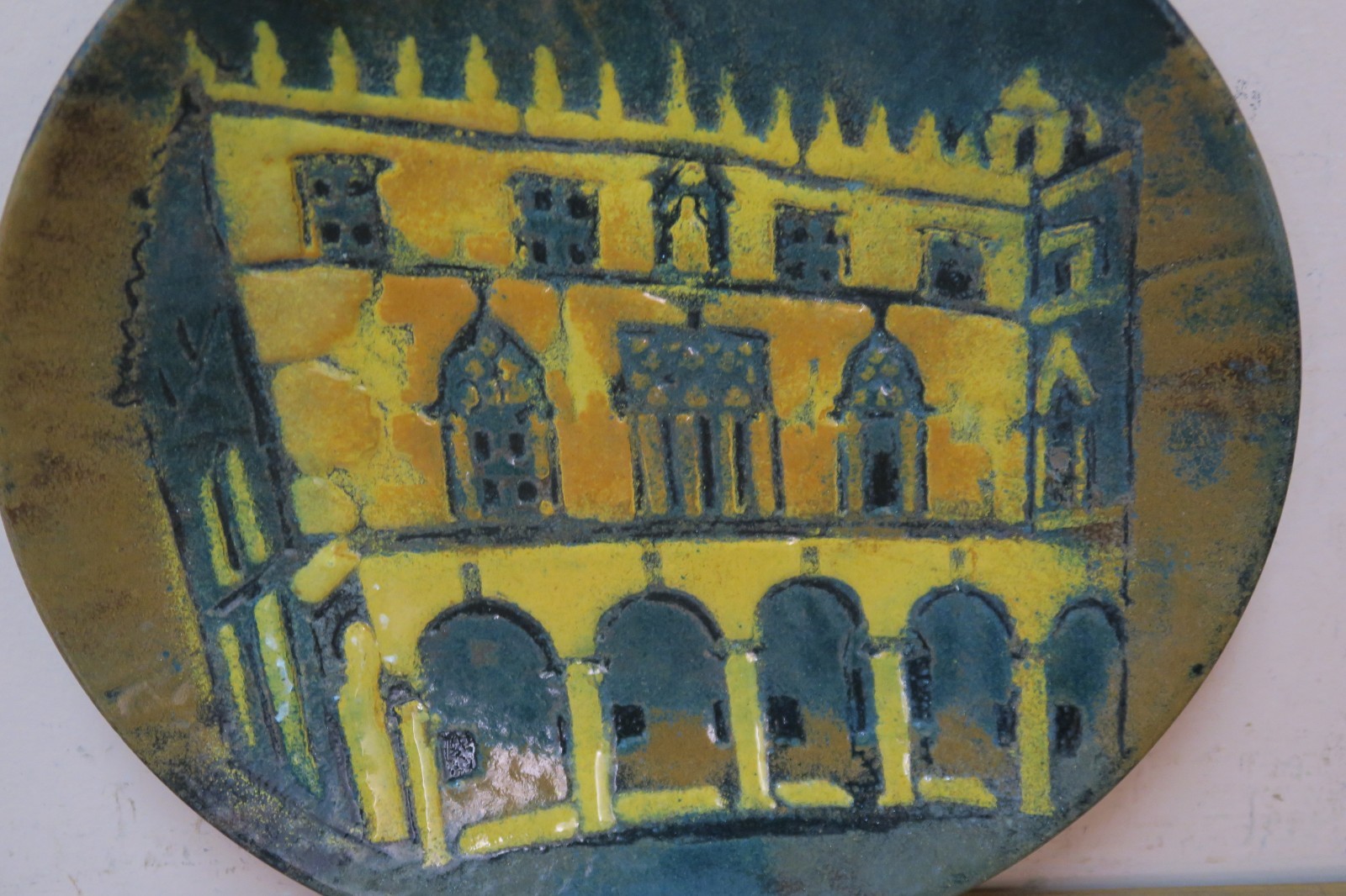 Vintage Dekor Zagreb Enameled Metal Wall Art Plate Yugoslavia 12" Mid ...