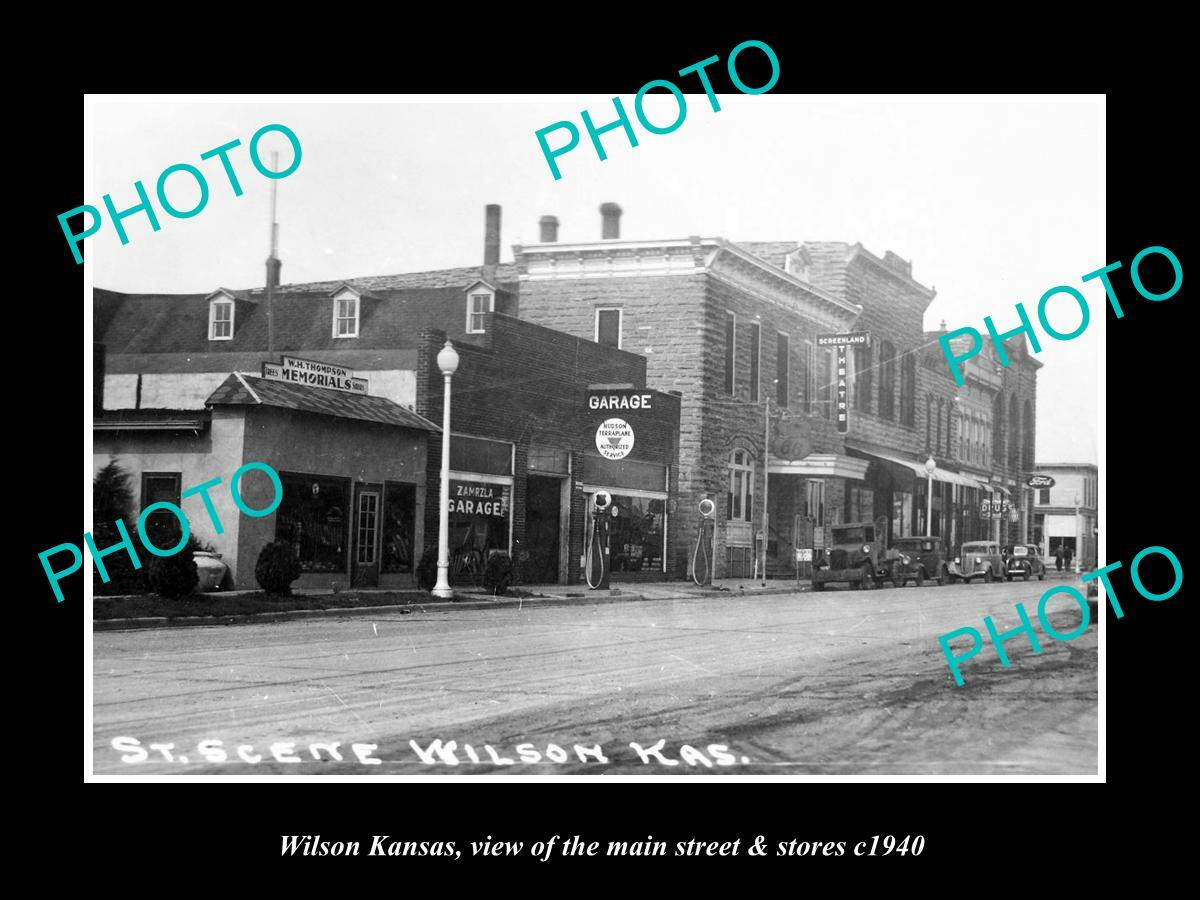 OLD 8x6 HISTORIC PHOTO OF WILSON KANSAS VIEW OF THE MAIN ST & STORES ...