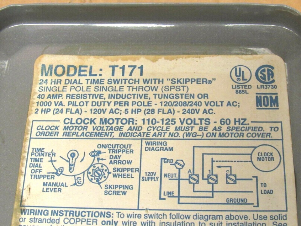INTERMATIC 24HR DIAL TIME SWITCH W/ SKIPPER T171 - USED | eBay