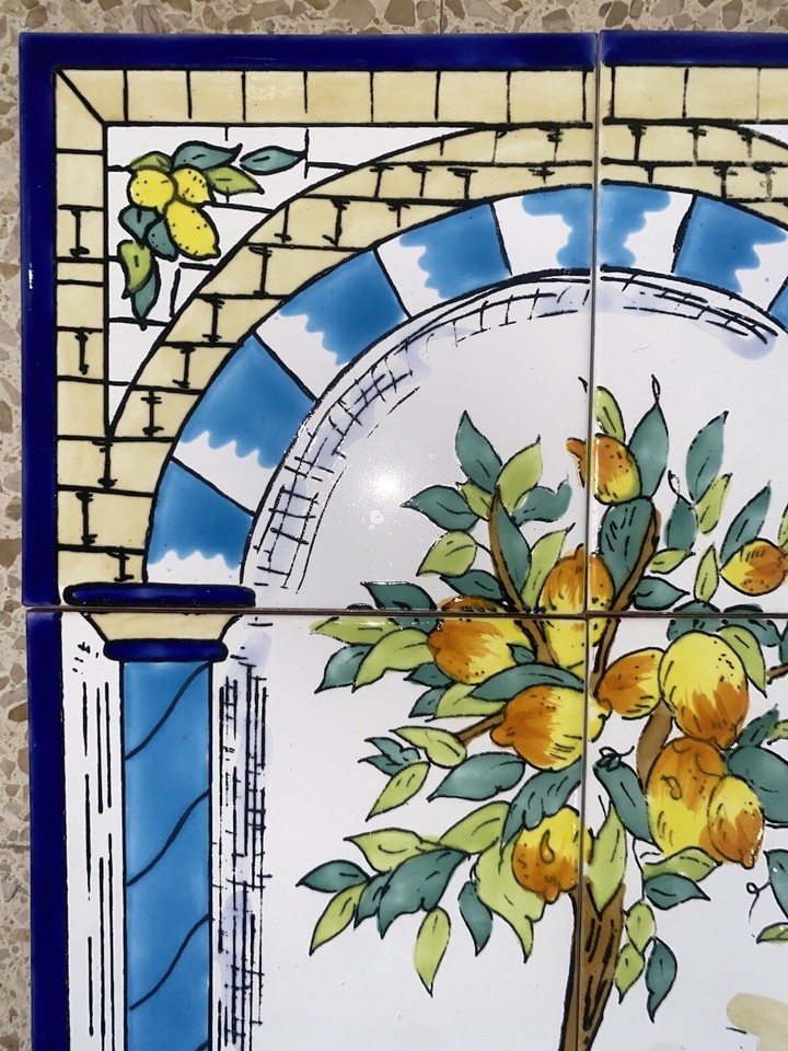 Ceramic Tile Mural Backsplash Lemon Tree Wall Mosaic Deco Hand Painted ...