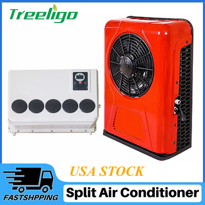 12V Red Cooling Split Air Conditioner Cab AC Unit For Truck Semi Bus RV ...