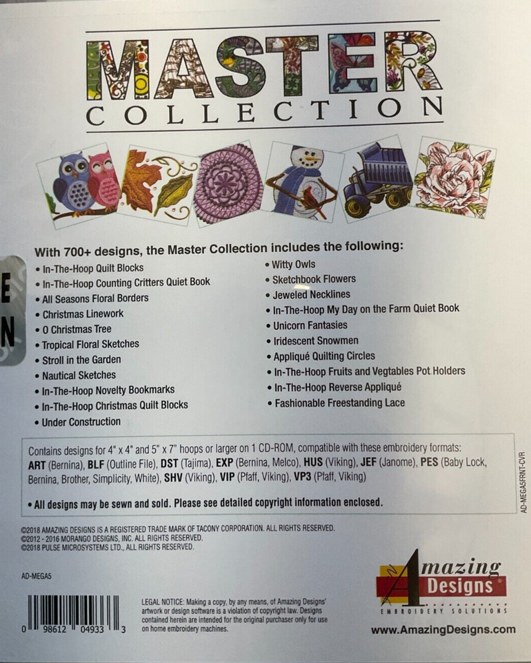 AMAZING DESIGNS MASTER COLLECTION - EMBROIDERY DESIGNS - USB | eBay