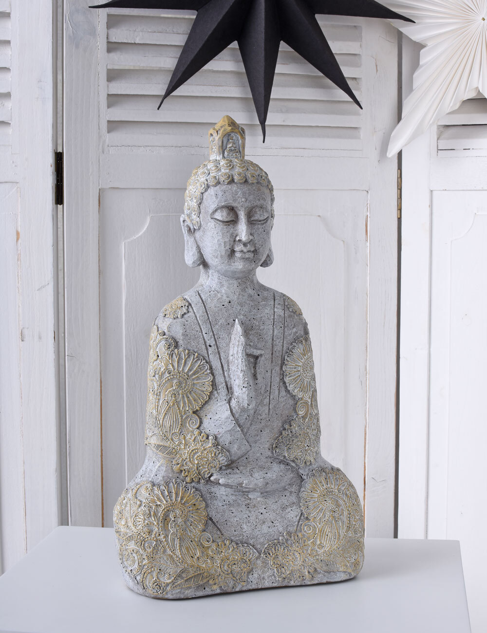 Buddha im Lotussitz Figur Feng Shui Gartenfigur Dekofigur ...